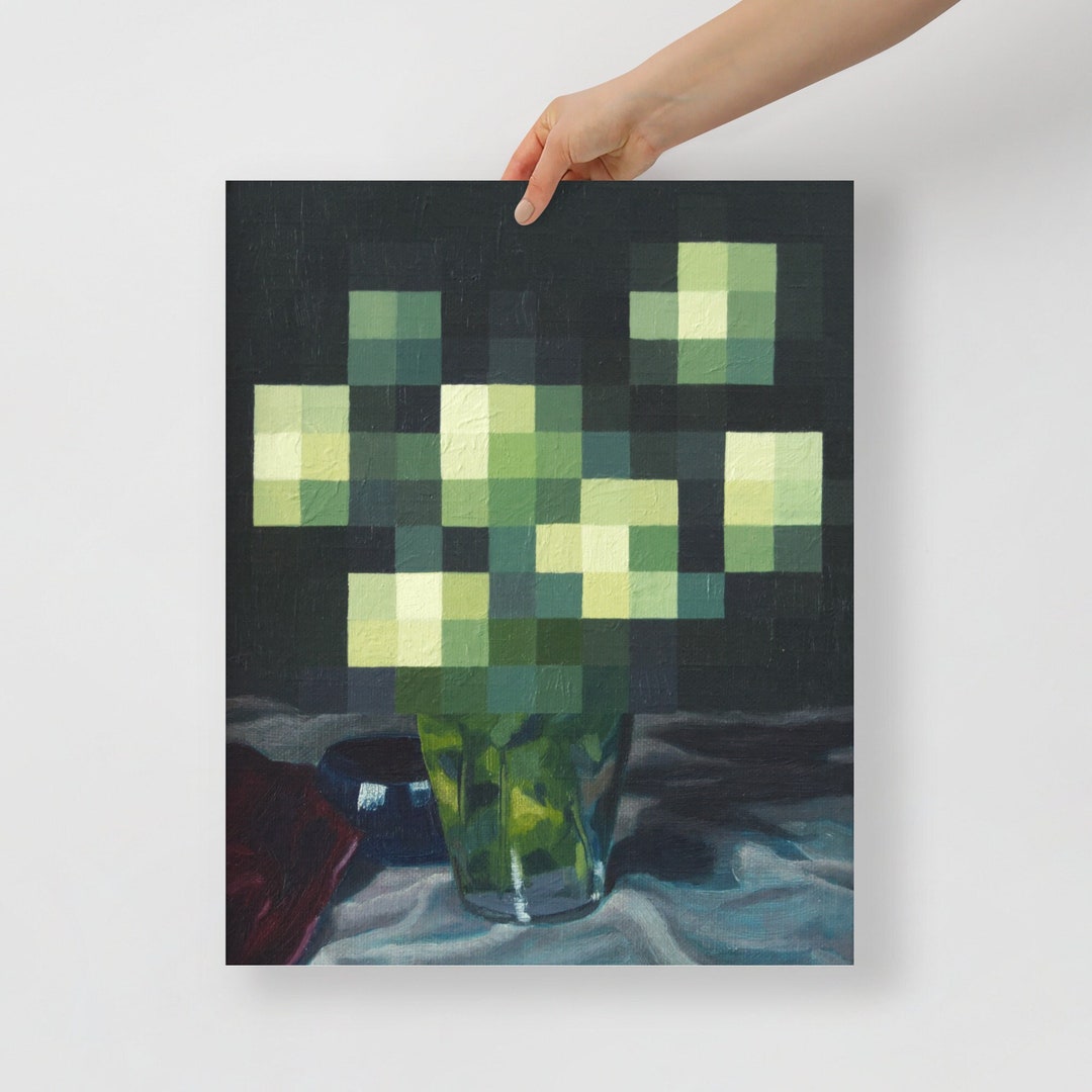 Bouquet IV Vintage Painting Poster Print Pixelart Flowers Minecraft - Etsy
