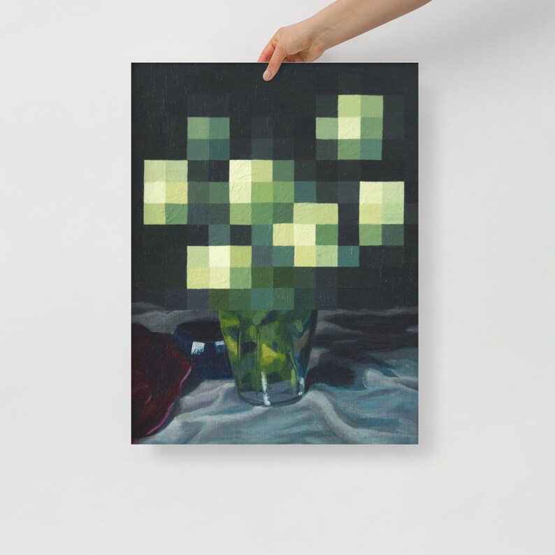 Bouquet IV Vintage Painting Poster Print Pixelart Flowers Minecraft - Etsy