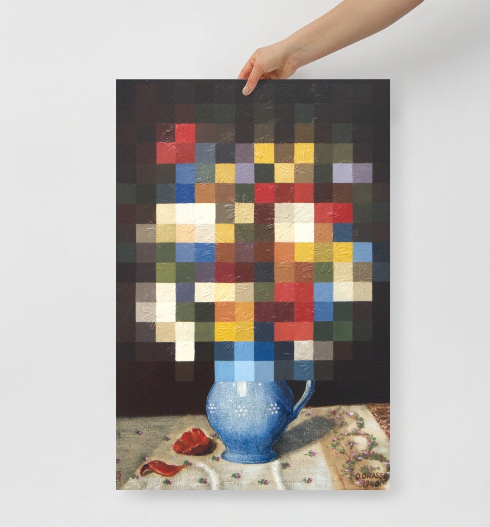 Bouquet III Vintage Painting Poster Print Pixelart Flowers Minecraft - Etsy