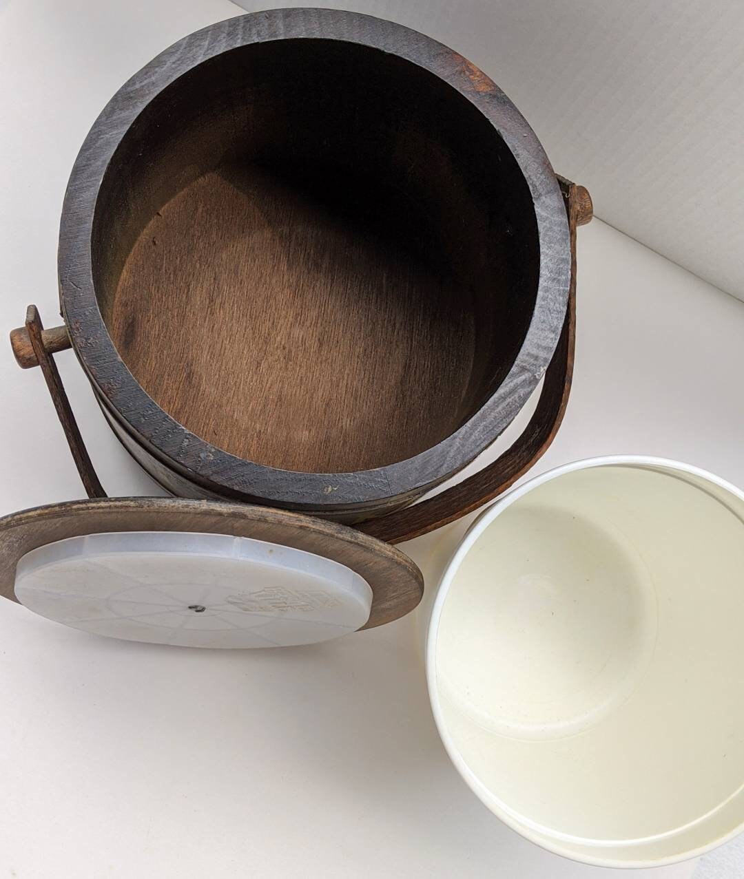 BASKETVILLE Firkin Cookie Container Jar Basket Bucket With Handle ...