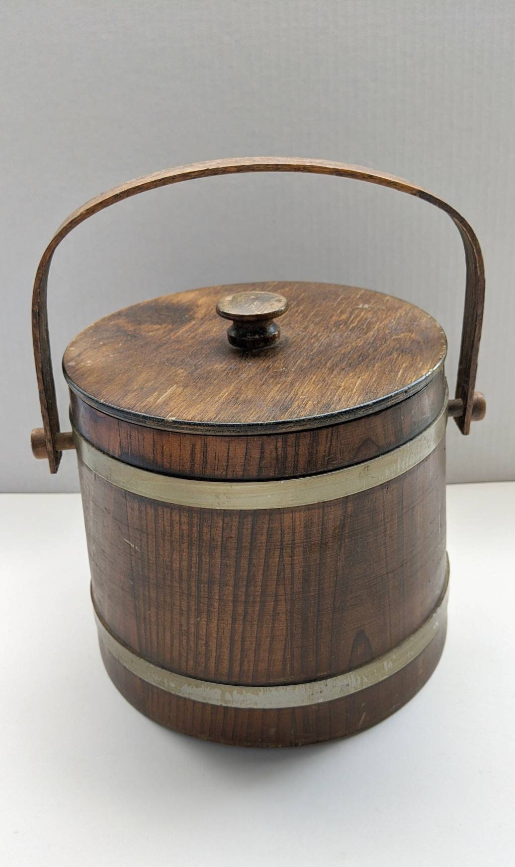 BASKETVILLE Firkin Cookie Container Jar Basket Bucket With Handle ...