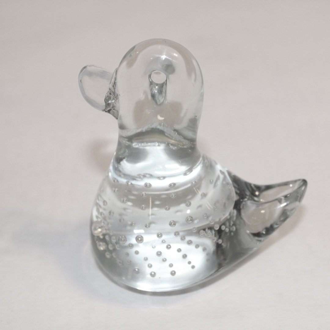 Handblown Art Glass Duck Paperweight Clear Bulli Cante Bubble Decor - Etsy