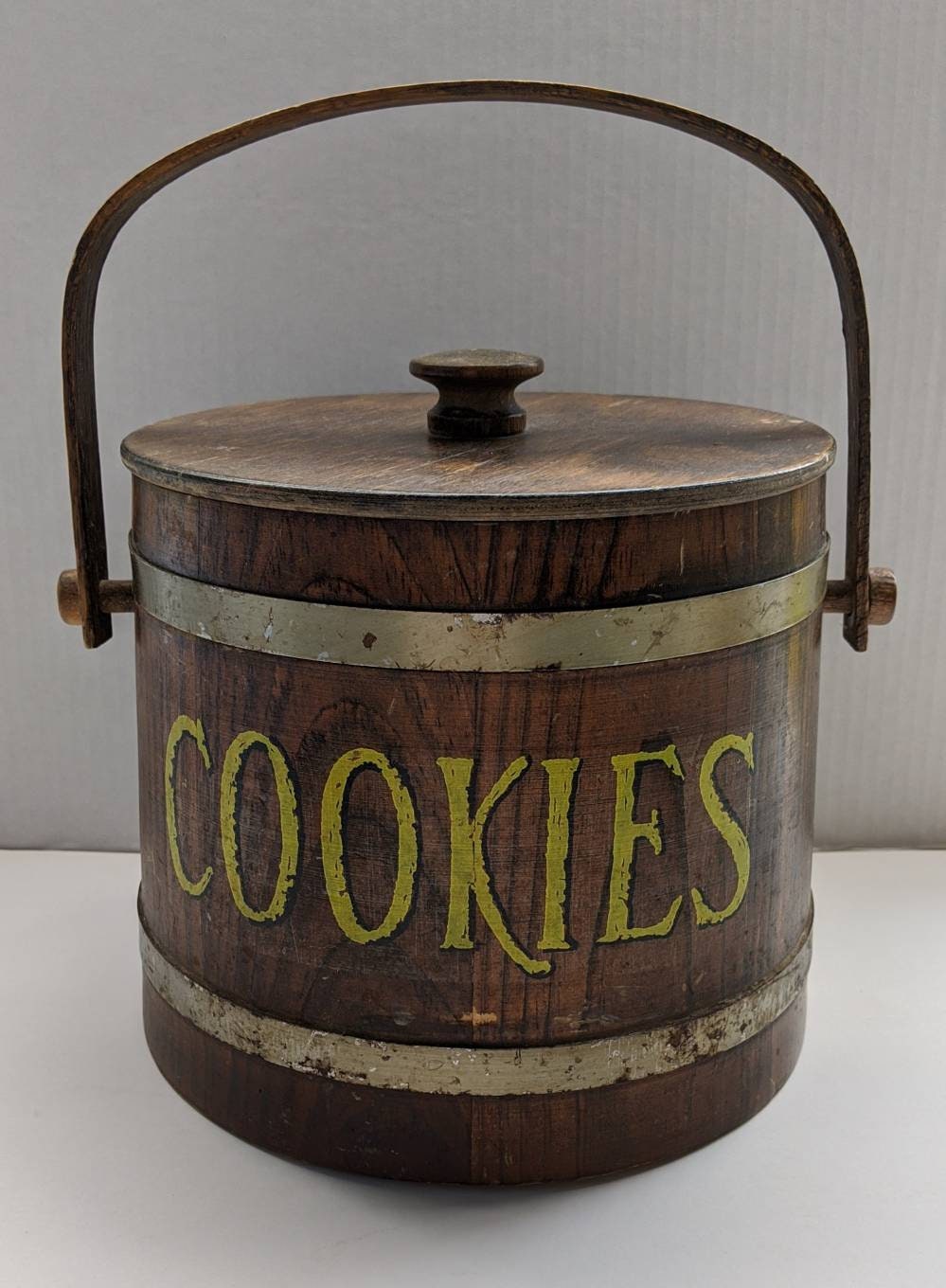 BASKETVILLE Firkin Cookie Container Jar Basket Bucket With Handle ...