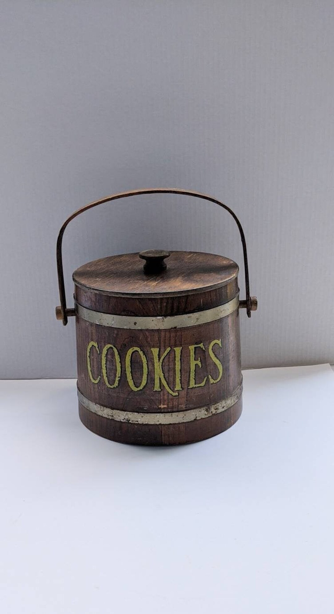 BASKETVILLE Firkin Cookie Container Jar Basket Bucket With Handle ...