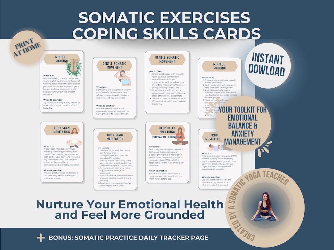 Somatic Exercises Cards, Emotional Regulation Coping Skills, Somatic ...