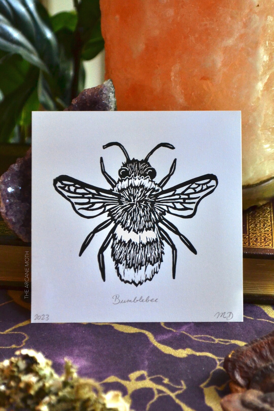 Bumblebee Original Bee Linocut Prints Insect Block Print - Etsy