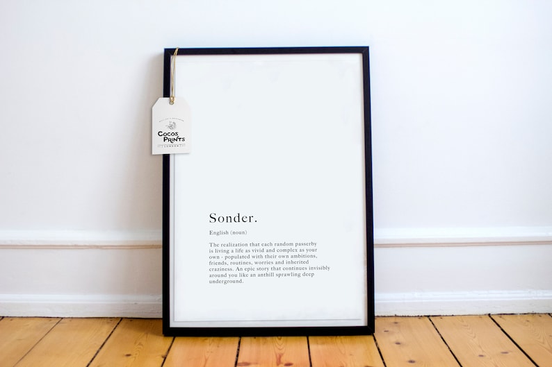 Sonder Definition Wall Art, Word Definition Print, Word Art Print and ...