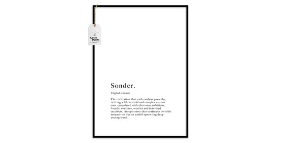 Sonder Definition Wall Art Word Definition Print Word Art | Etsy