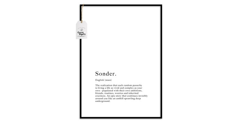 Sonder Definition Wall Art, Word Definition Print, Word Art Print and ...