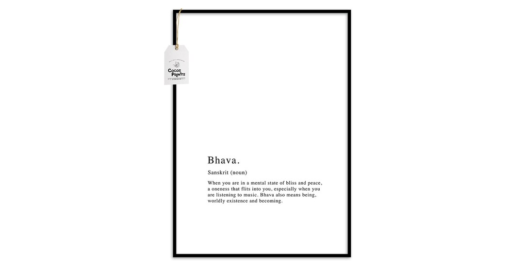 Bhava Wall Art, Definition Print, Sanskrit Gift, Word Art Print and ...