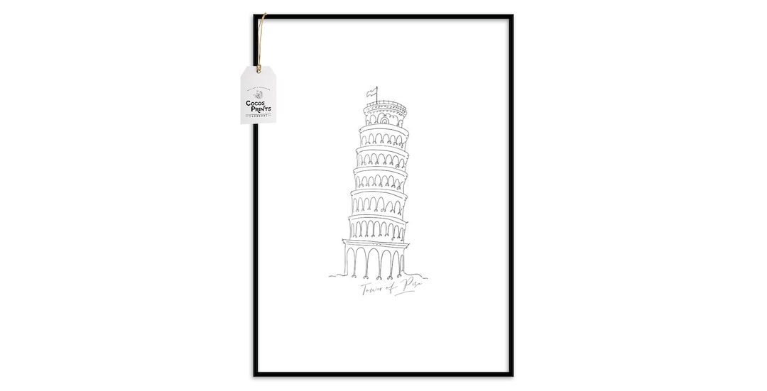 Line Art Tower of Pisa Print, PRINTABLE ART, Tower of Pisa, Travel ...