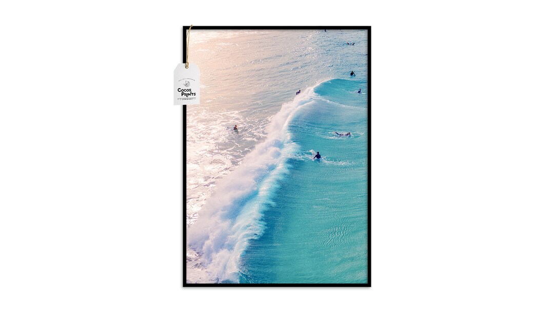 Surfers Beach Print, PRINTABLE ART, Surf Poster, Blue Ocean Wall Art - Etsy