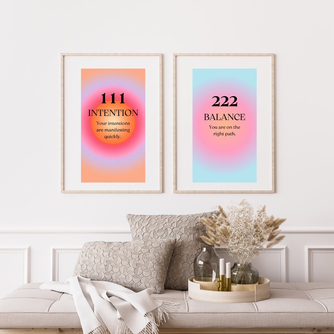 Angel Numbers Set of 2, Angel Numbers, 111, 222, Preppy Downloads ...