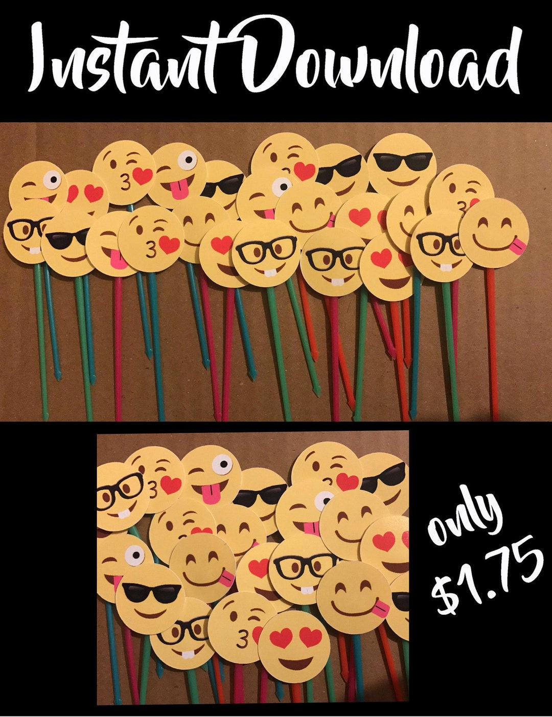 Emoji Cupcake Toppers, Emoji Birthday, Emoji Party - Etsy