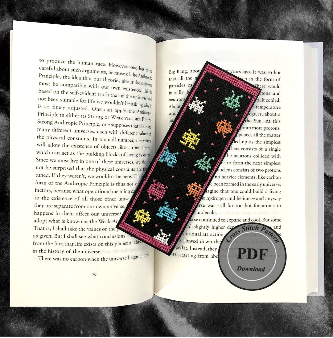 Retro Cross Stitch Bookmark Digital Download Pixel Art Diy Cross