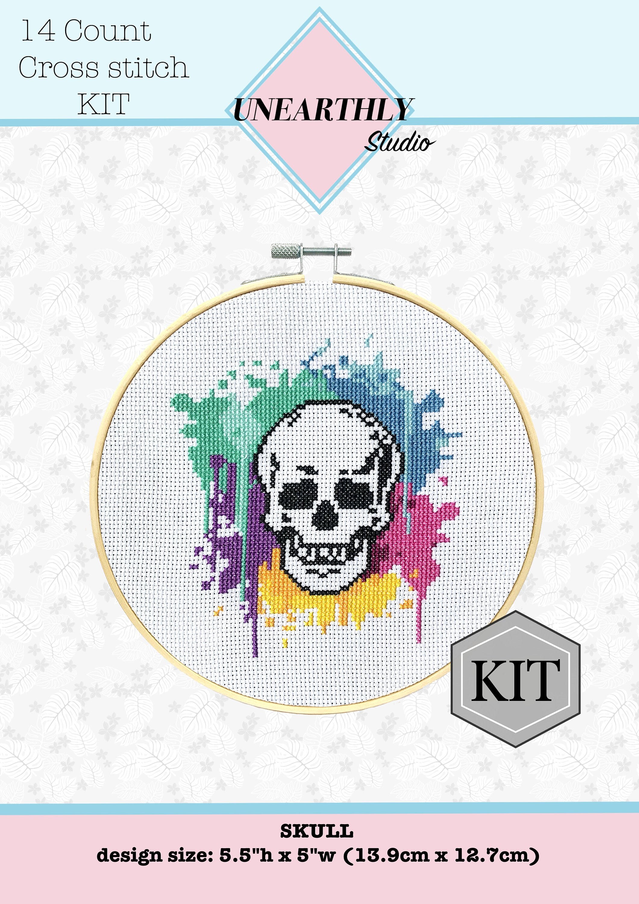 Colourful Skull Cross Stitch Kit Paint Splat Skull Embroidery - Etsy