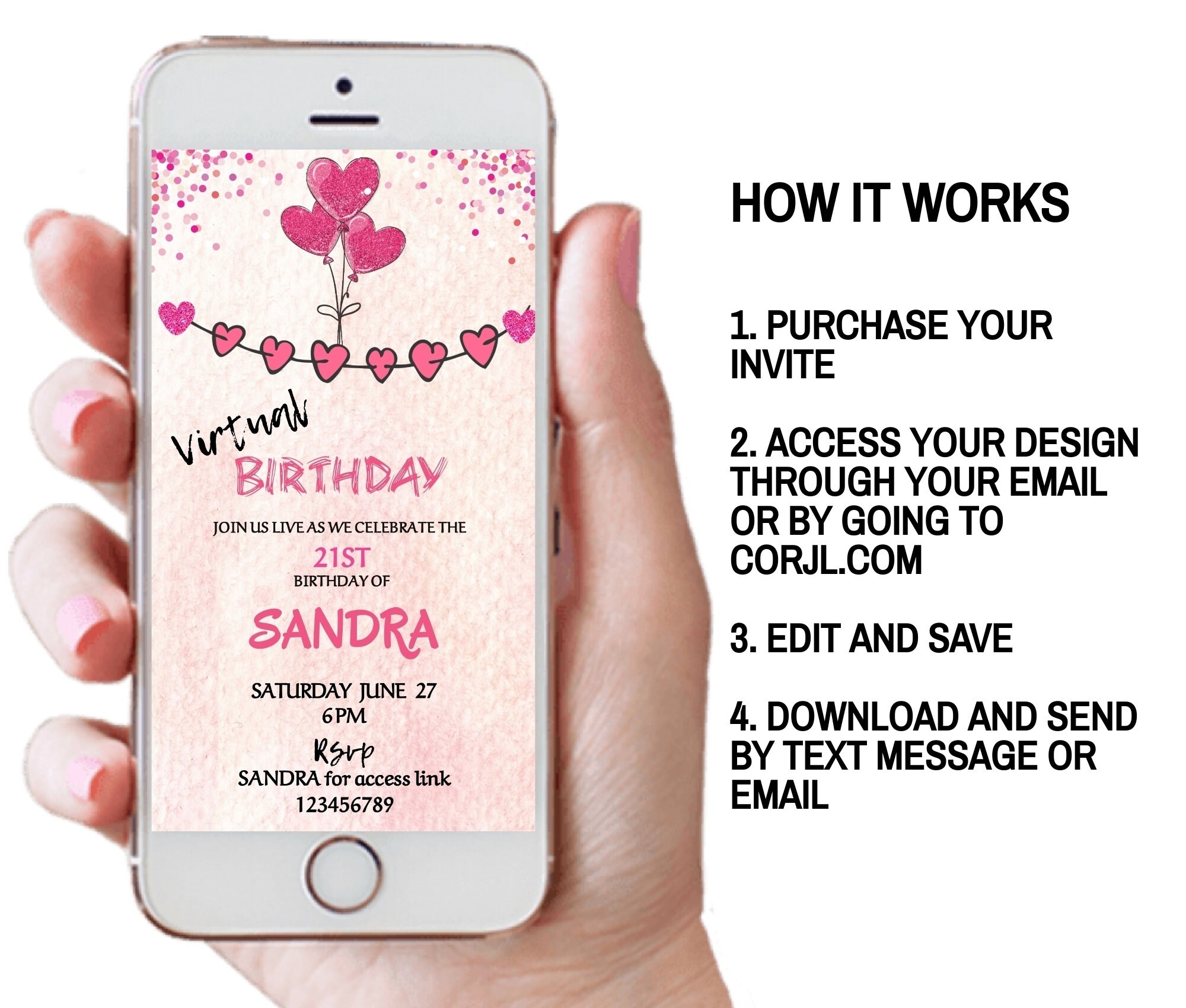 Virtual 21st Birthday, Social Distancing, Mobile Invitation, Virtual ...