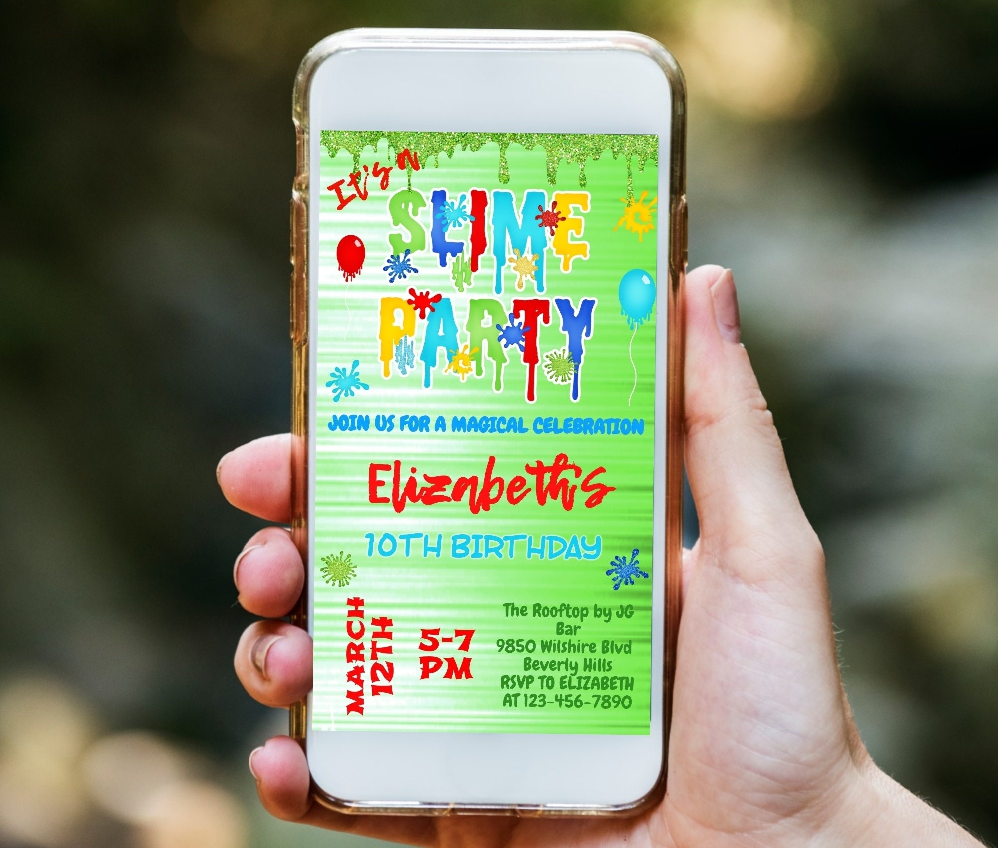 Slime Birthday Digital Invitation Electronic Slime Party - Etsy