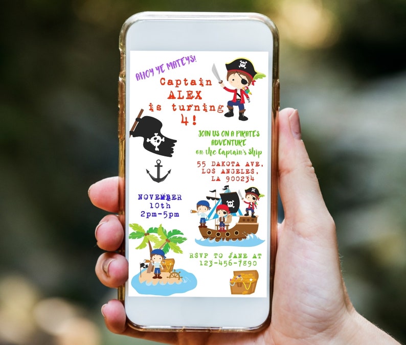 Pirate Birthday Invitation Captain Birthday Party Iphone - Etsy