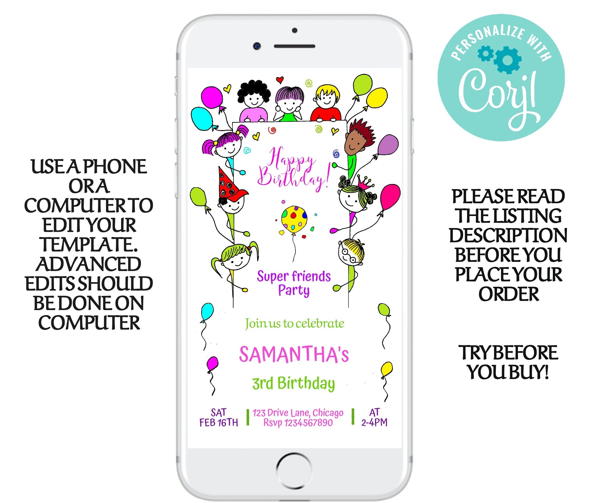 Friends Birthday Invitation Calling All Friends Invite Happy - Etsy