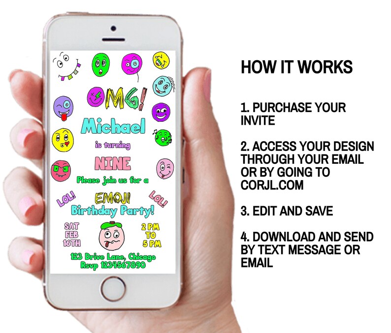 Emoji Birthday Invitation Editable Emoji Invite for Mobile - Etsy