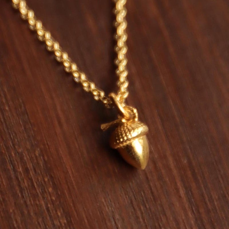 Gold Acorn Necklace - Etsy