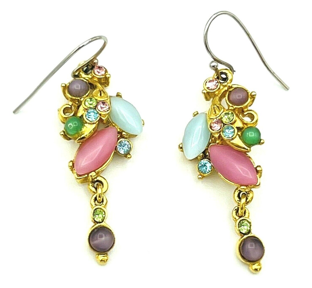 Designer Isaac Manevitz BEN AMUN Multi Color Crystal Drop Earrings - Etsy