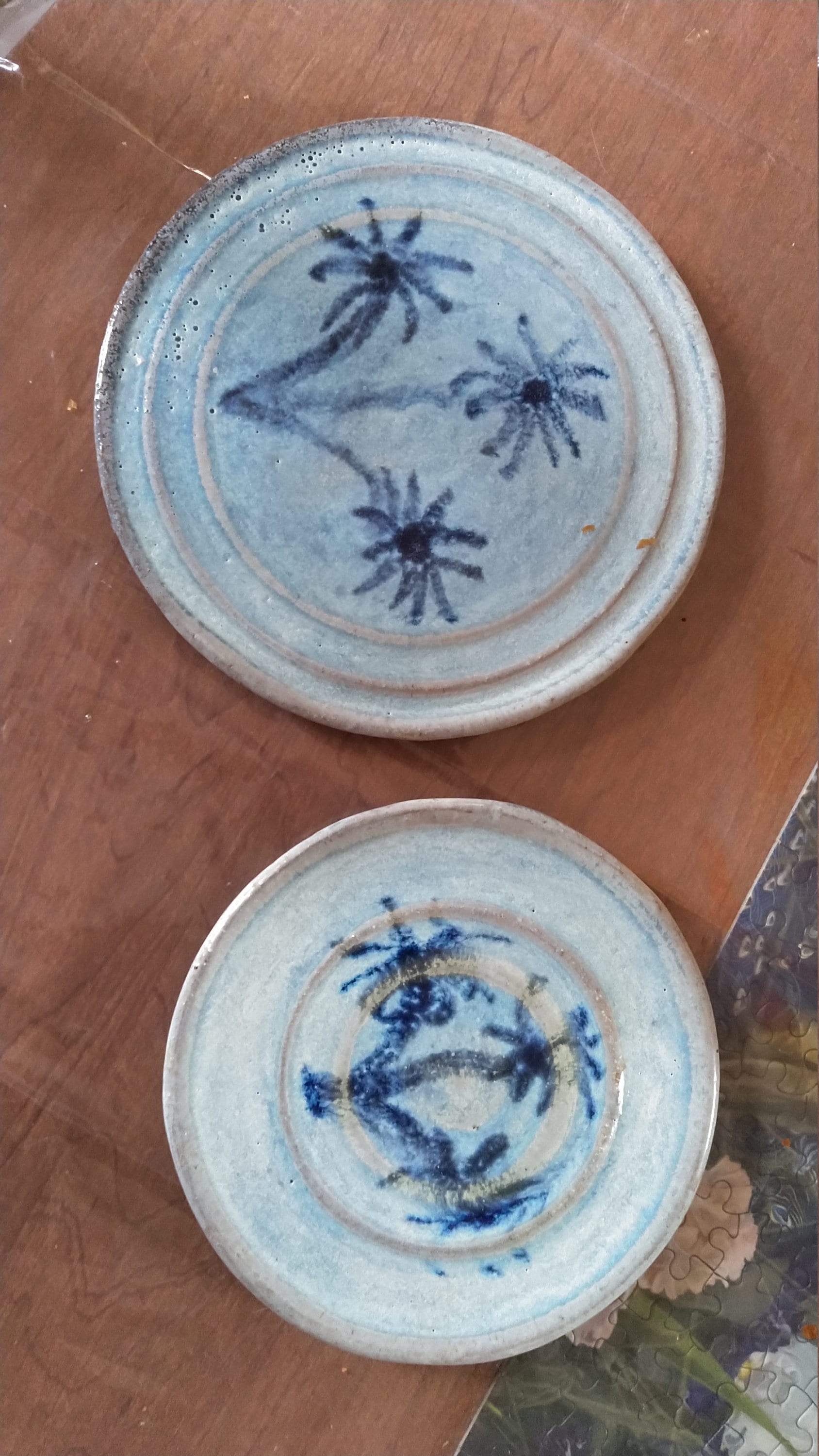 2 Hand-made Ceramic Trivets Tropical in Blue and Gray 5 1/2 - Etsy