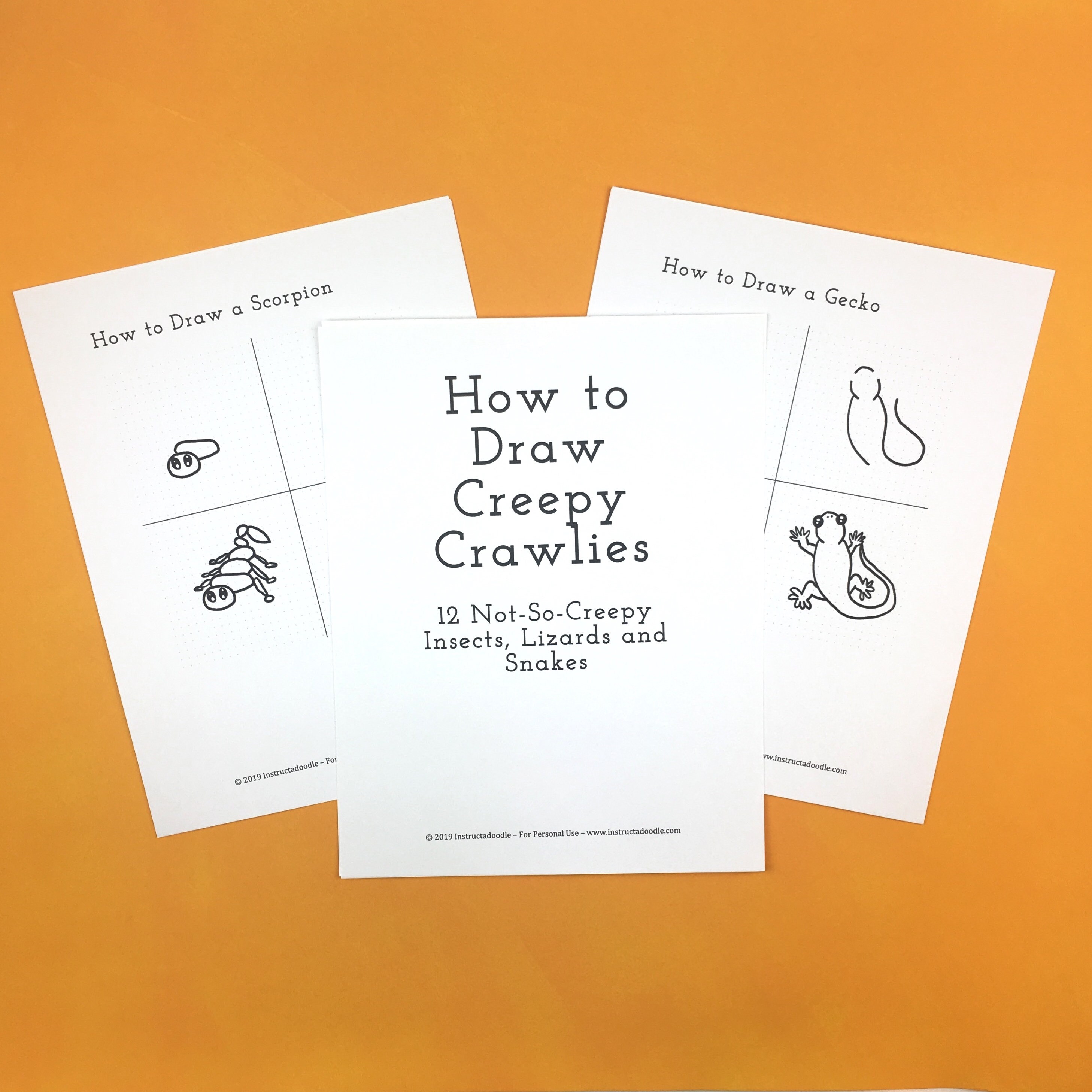 Creepy Crawlies - 12 Printable How to Draw Pages - Animals - Printable ...