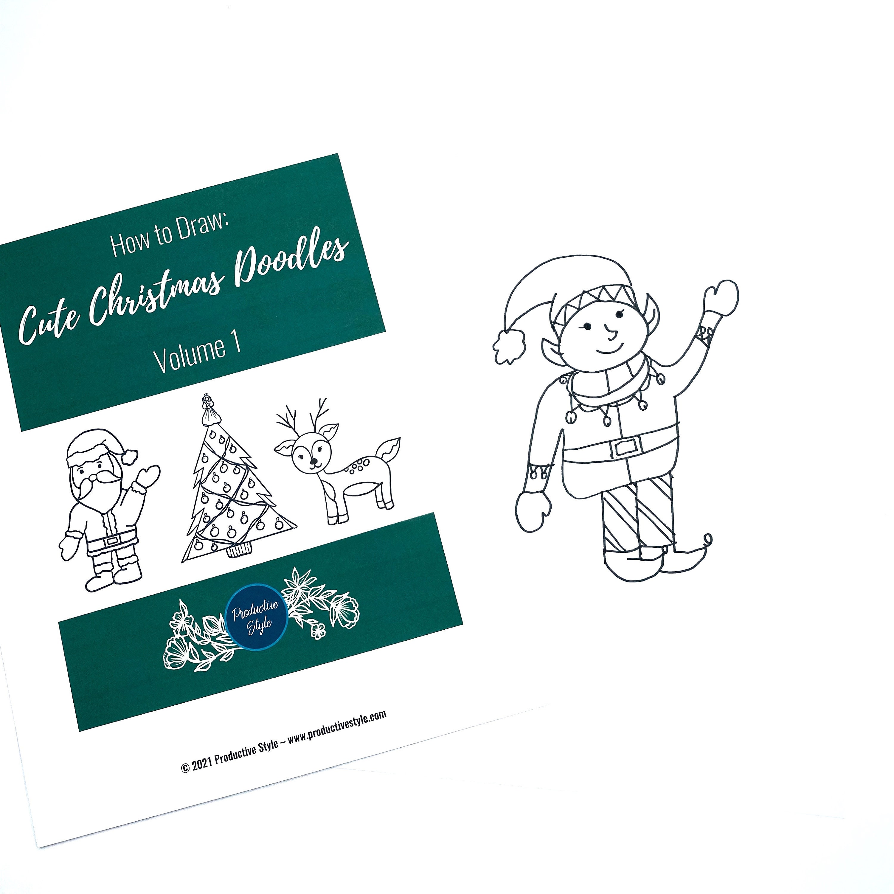 How to Draw Cute Christmas Doodles, Printable Worksheets, Bullet ...