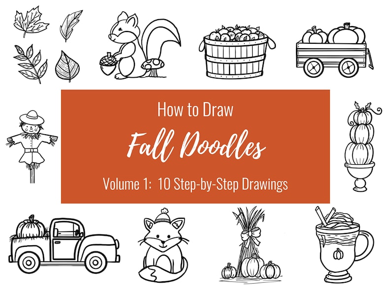 How to Draw Cute Fall Doodles, Printable Worksheets, Bullet Journal ...