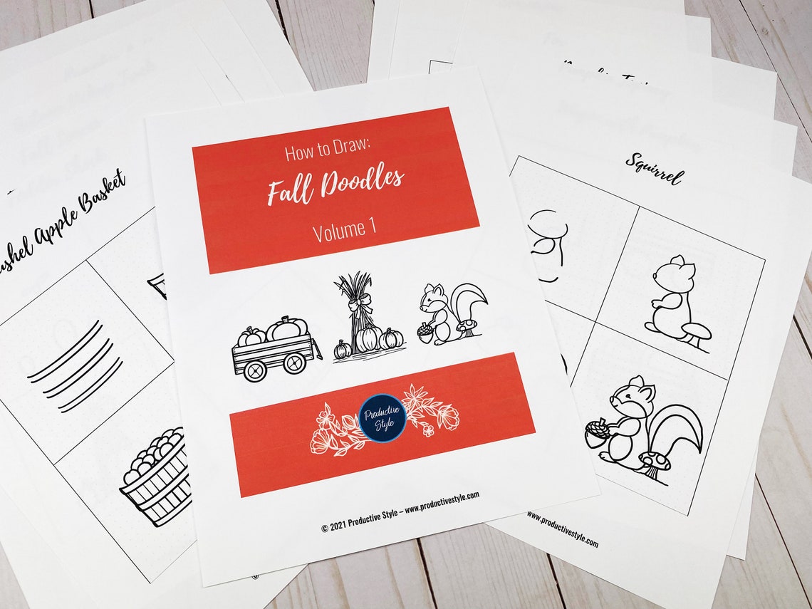 How to Draw Cute Fall Doodles, Printable Worksheets, Bullet Journal ...