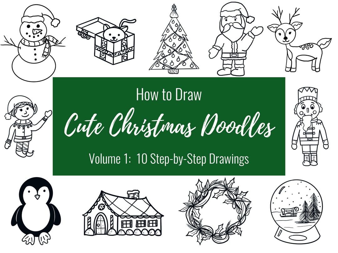 How to Draw Cute Christmas Doodles, Printable Worksheets, Bullet ...