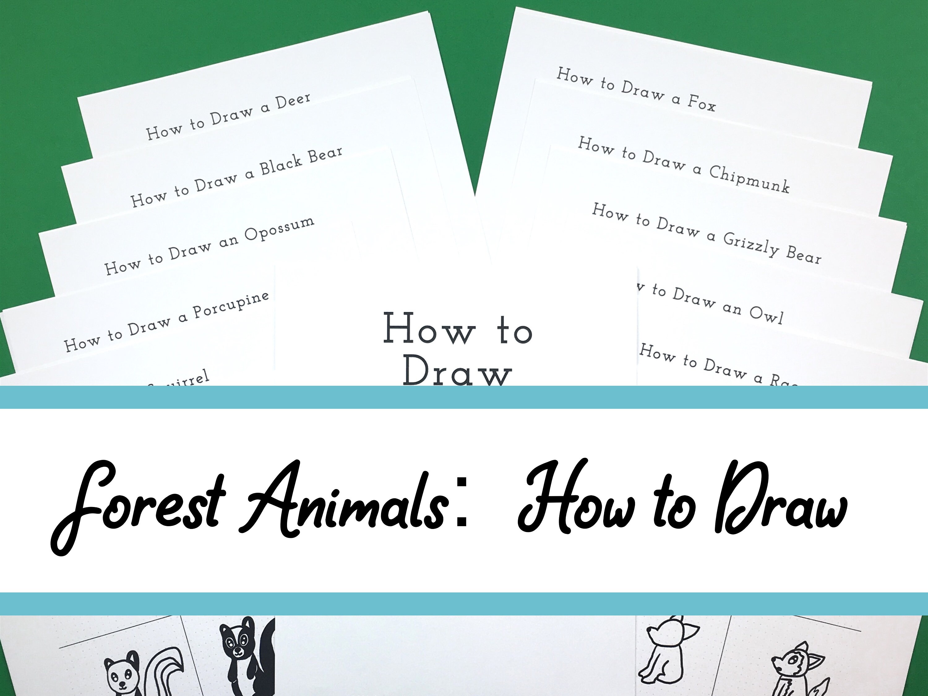 Forest Animals - 12 Printable How to Draw Pages - Instructadoodle ...