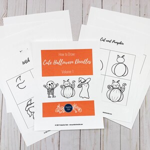 How to Draw Cute Halloween Doodles, Printable Worksheets, Bullet ...