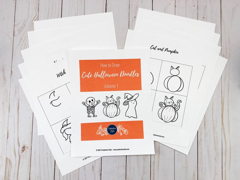 How to Draw Cute Halloween Doodles, Printable Worksheets, Bullet ...