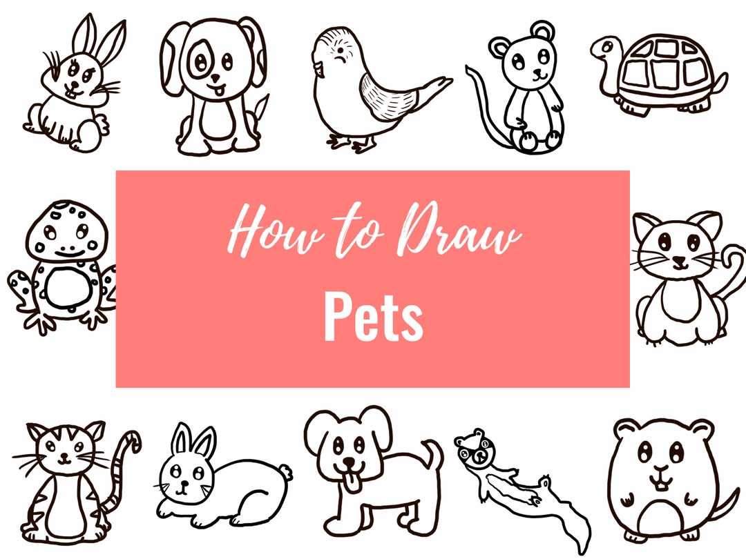 12 Printable How to Draw Pages Pets Instructadoodle Animals Series ...