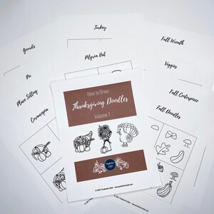 How to Draw Thanksgiving Doodles, Printable Worksheets, Bullet Journal ...