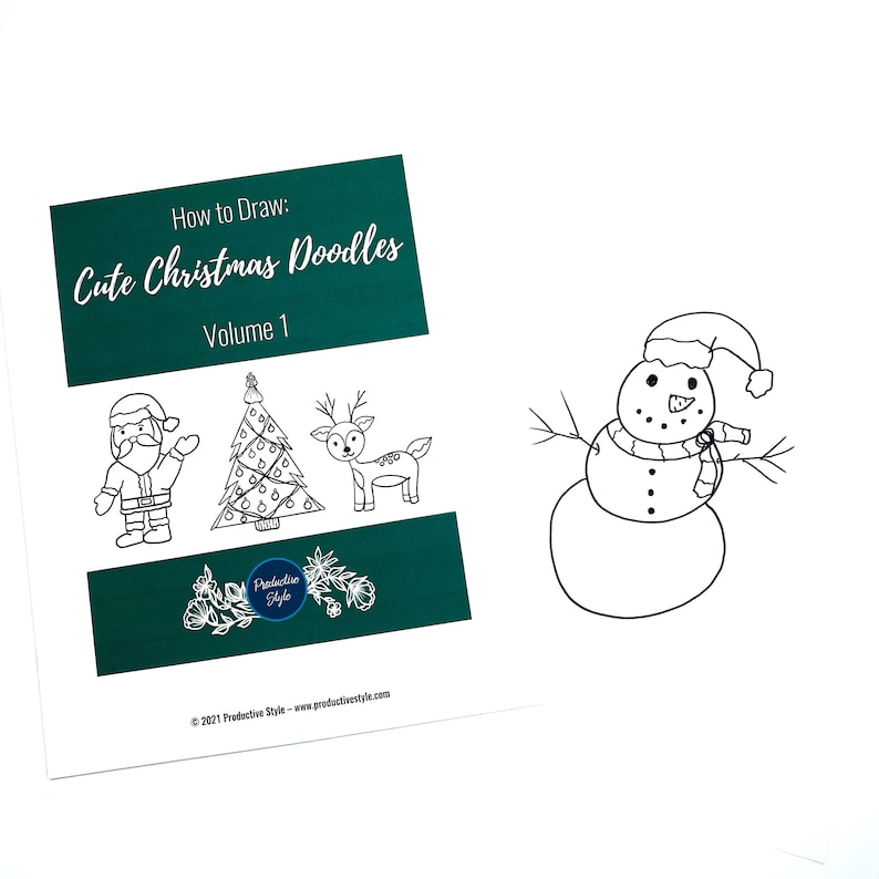 How to Draw Cute Christmas Doodles, Printable Worksheets, Bullet ...