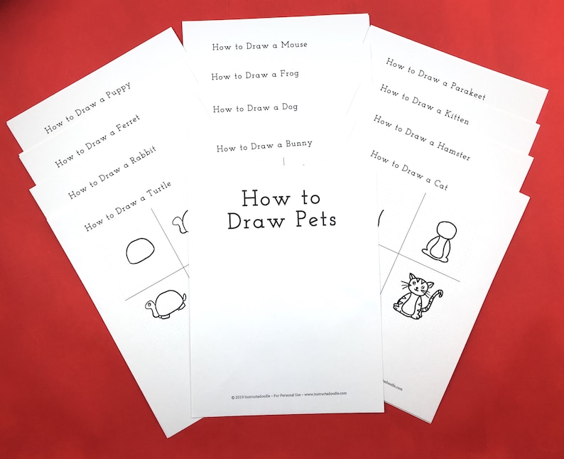 12 Printable How to Draw Pages - Pets - Instructadoodle Animals Series ...
