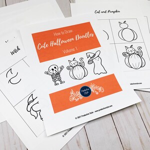 How to Draw Cute Halloween Doodles, Printable Worksheets, Bullet ...