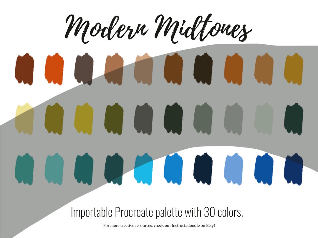 Modern Midtones Procreate Color Palette, iPad Swatches File ...