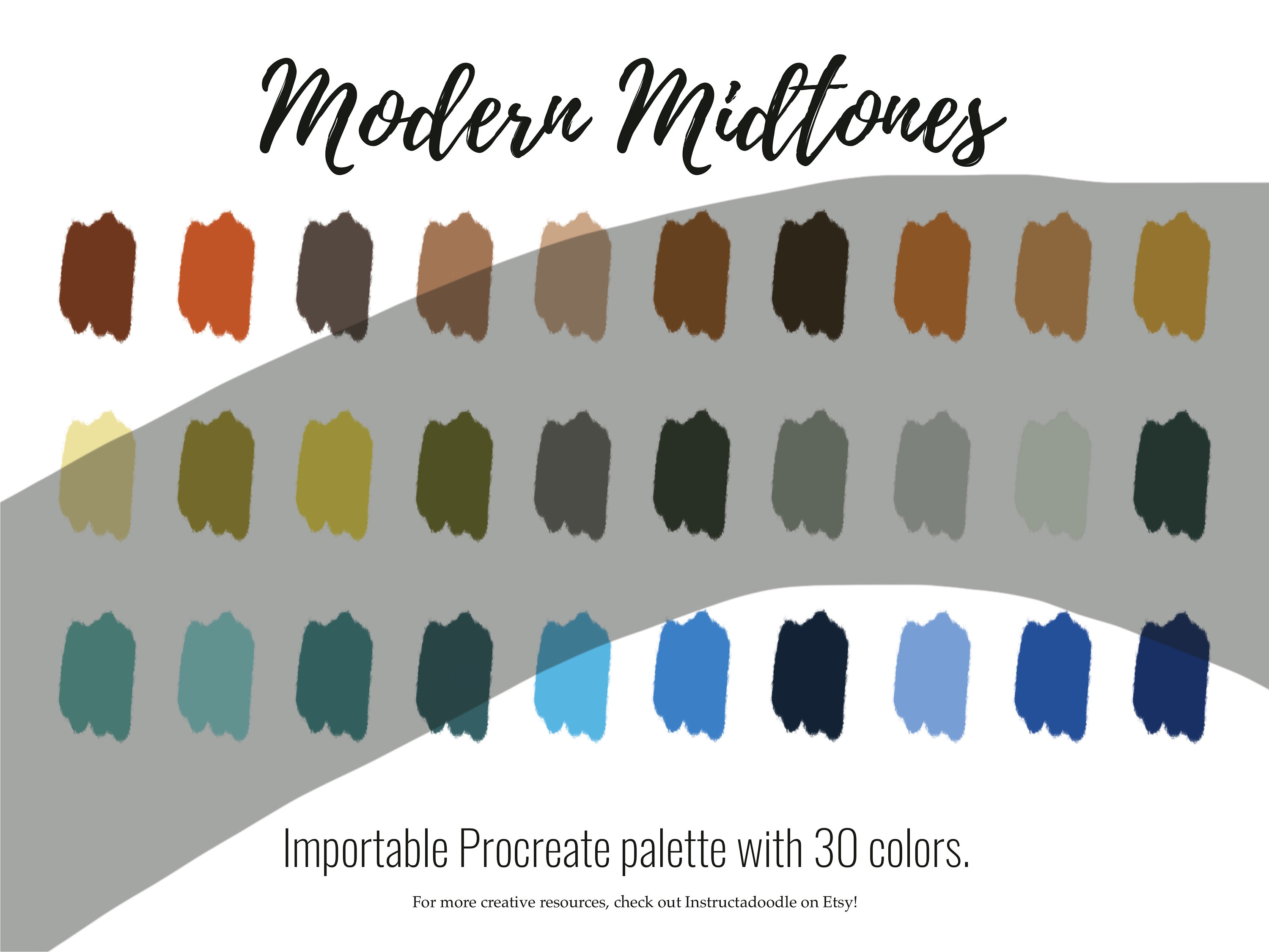 Modern Midtones Procreate Color Palette, iPad Swatches File ...