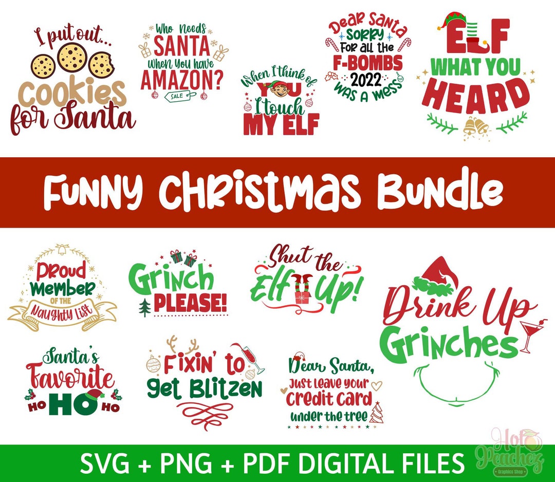 Funny Christmas Quotes Bundle SVG | Funny Christmas Shirt Svg | Funny ...