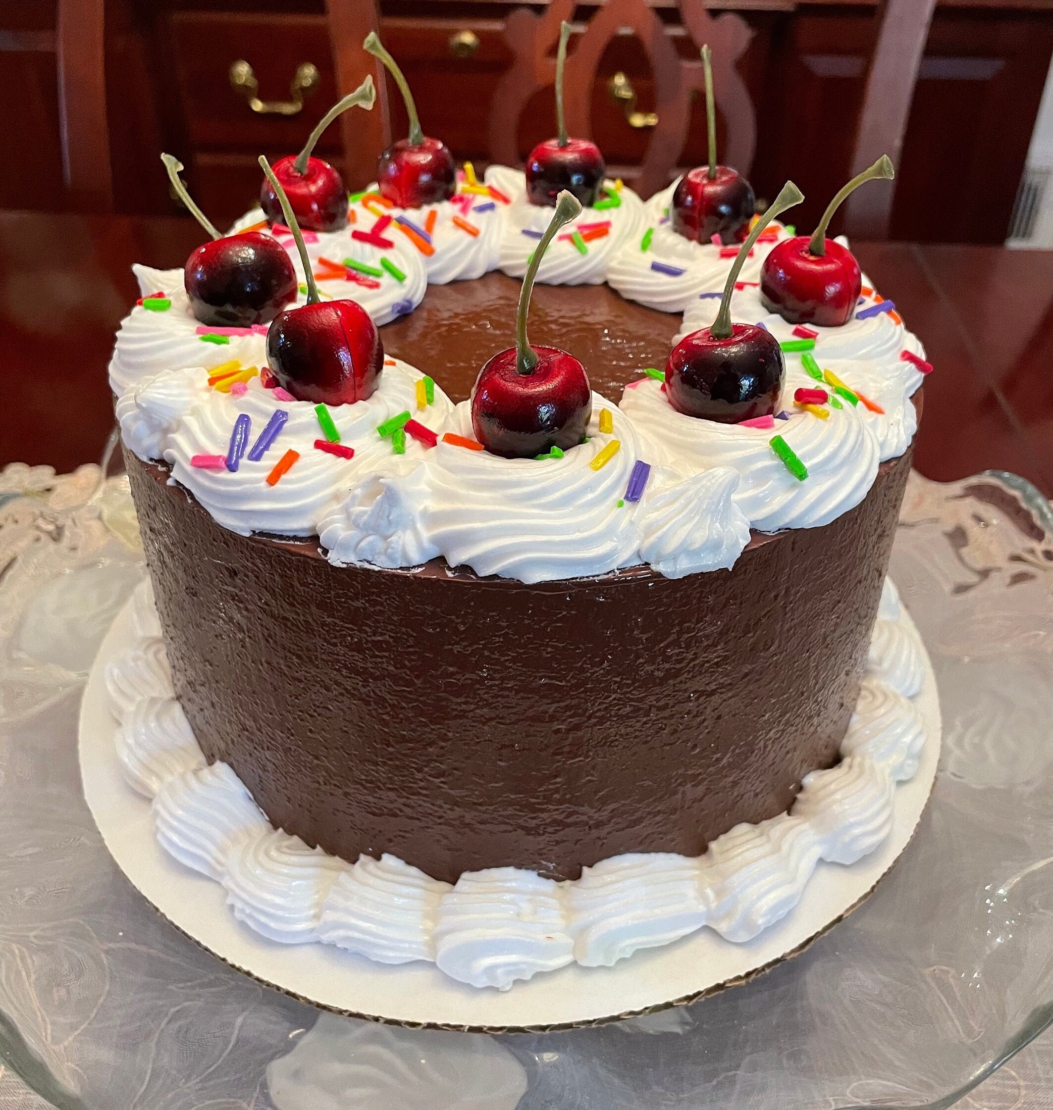 On Sale FAKE CHOCOLATE CAKE With Whip Cream and Cherries ready to Ship ...
