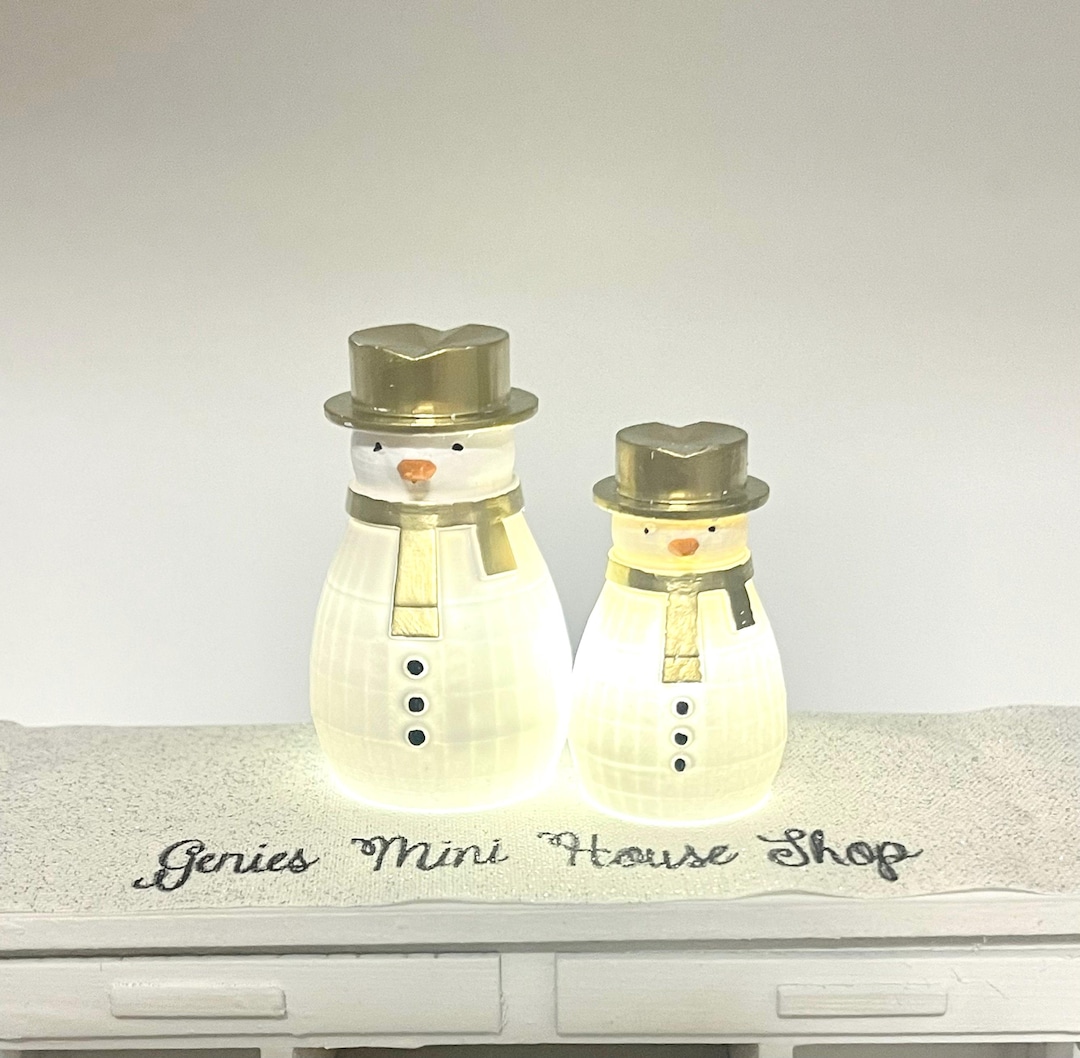 Miniature Pair of Snowmen With Light 1/12 Scale for Dollhouse - Etsy