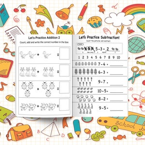 Printable A4 - TWO SETS Preschool + Kindergarten Math Workbook Age 2-7 ...