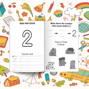 Printable A4 - TWO SETS Preschool + Kindergarten Math Workbook Age 2-7 ...