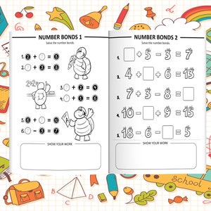 Printable A4 - TWO SETS Preschool + Kindergarten Math Workbook Age 2-7 ...