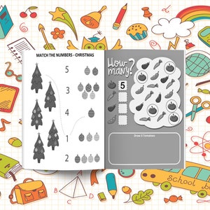 Printable A4 - TWO SETS Preschool + Kindergarten Math Workbook Age 2-7 ...